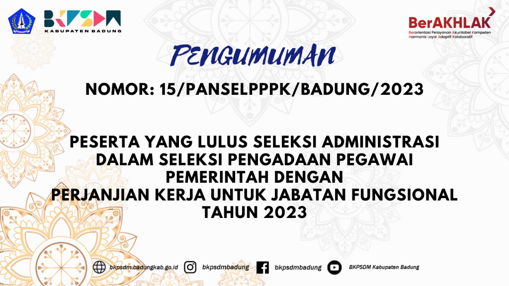 PENGUMUMAN PESERTA YANG LULUS SELEKSI ADMINISTRASI DALAM SELEKSI ...